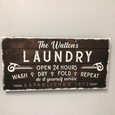 Laundry Prints Wash Dry Sign Laundry Room Decor Personalized Laundry ...