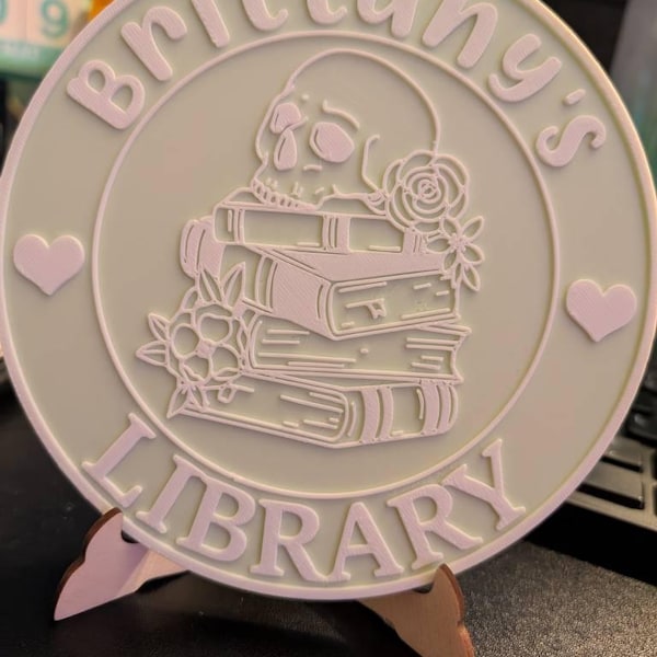 Personalized Library Sign: 3D Printed Book Nook Decor With Stand - Etsy