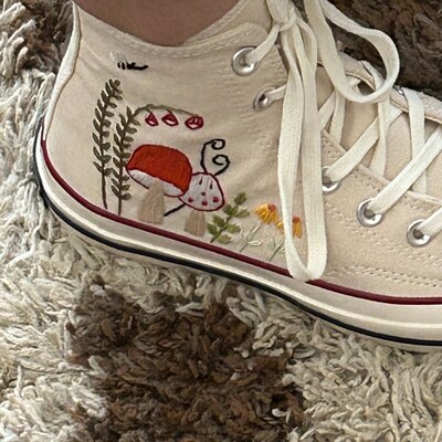 Embroidered Converse/mushroom Converse/embroidered Orange Mushrooms and ...