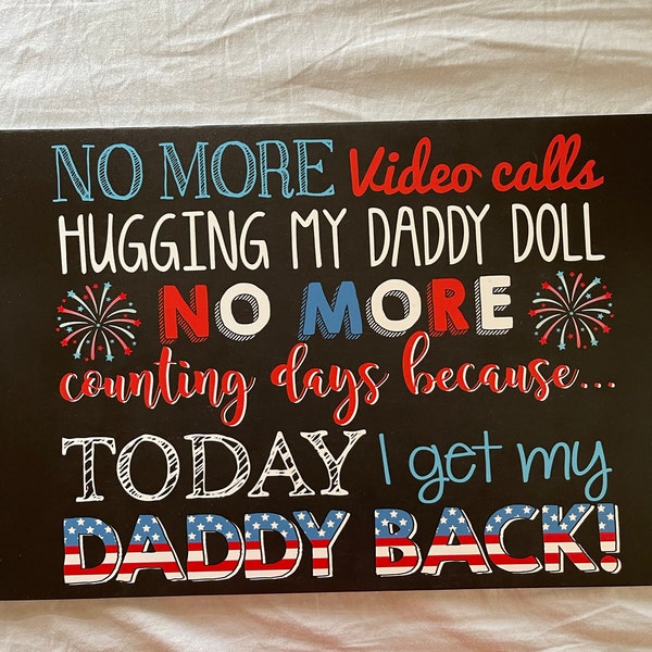 Welcome Home Daddy Sign Homecoming Kids Back From Deployment Sign ...