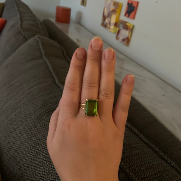 August Birthstone Ring · Peridot Ring · Rectangle Ring · Emerald Cut ...