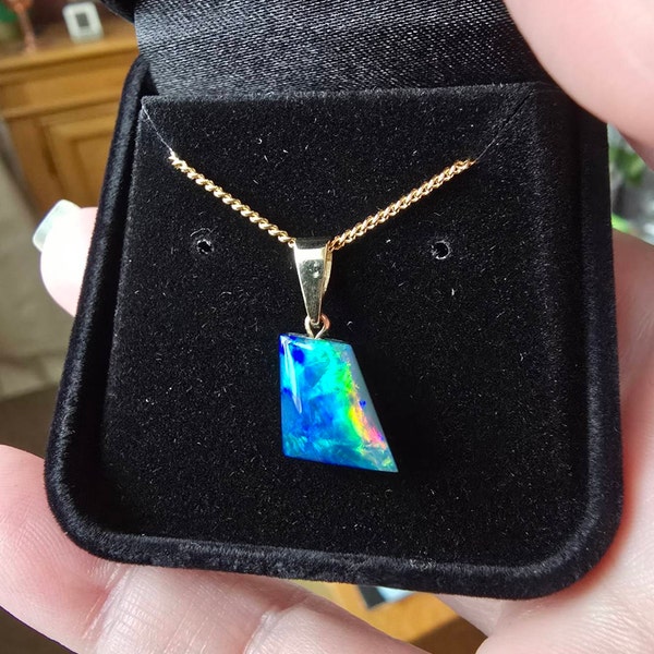 Free Sizing! Extreme NEON Rainbow Gem Australian Opal Inlay on Black ...