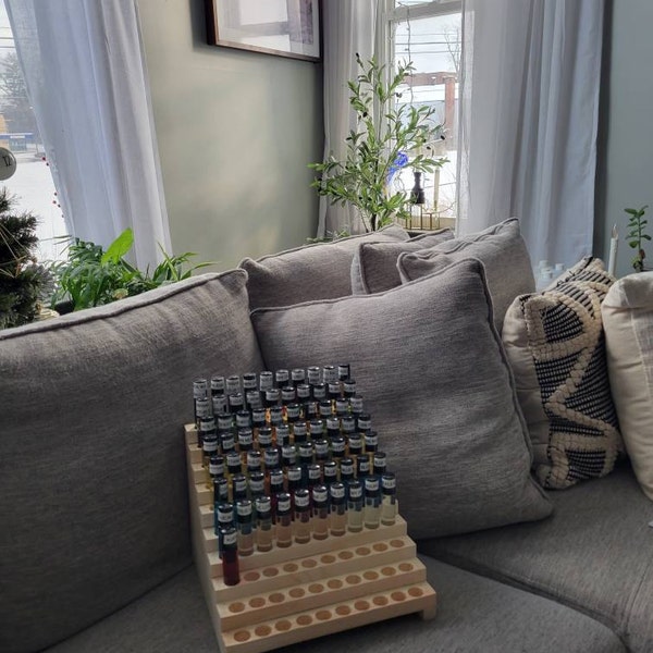 Wooden Display Rack for Fragrance or Essential Oils - 10 Row Bottle ...