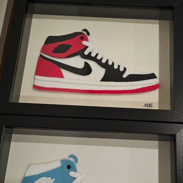 Handmade Felt Sneaker Art Dunk panda Sneakerhead Art Shadow Box Frame ...