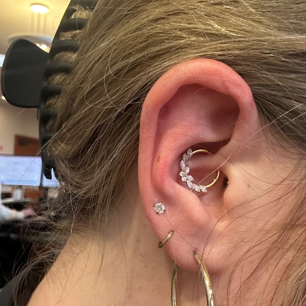 16G Gold Daith Jewelry | Cute Daith Earring Clicker | Butterfly CZ ...