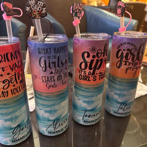 Girls Trip Vacation Tumblers, All Girls Matching Tumblers, Beach Sunset ...