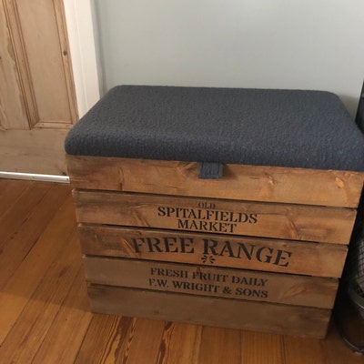 Wooden Storage Box With Fabric Upholstered Hinged Lid/seat - Etsy UK