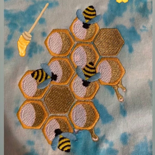 Honeycomb Bees - Machine Embroidery Design, Honeycomb Embroidery ...