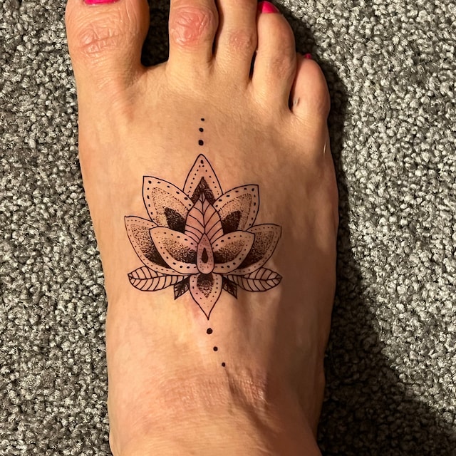 Lotus Mandala Foot Tattoo