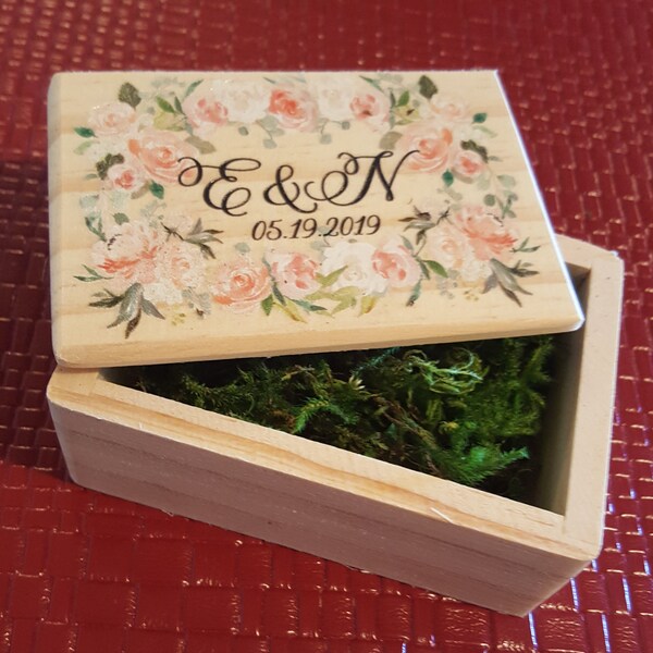 Wedding Ring Box Personalized Names Wooden Box for Wedding Gift Name ...