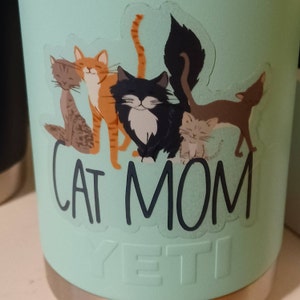 Cat Mom Sticker, Clear Cats Label, Animal Lover Decal, Kindle Sticker ...