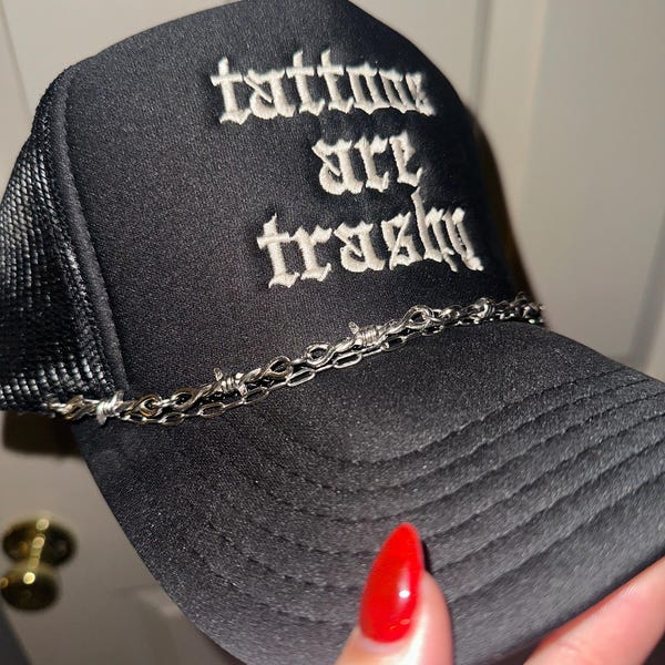 Alt Barbwire Trucker Hat Chain {rock Emo Cute Hate Hats Chains for Hats ...