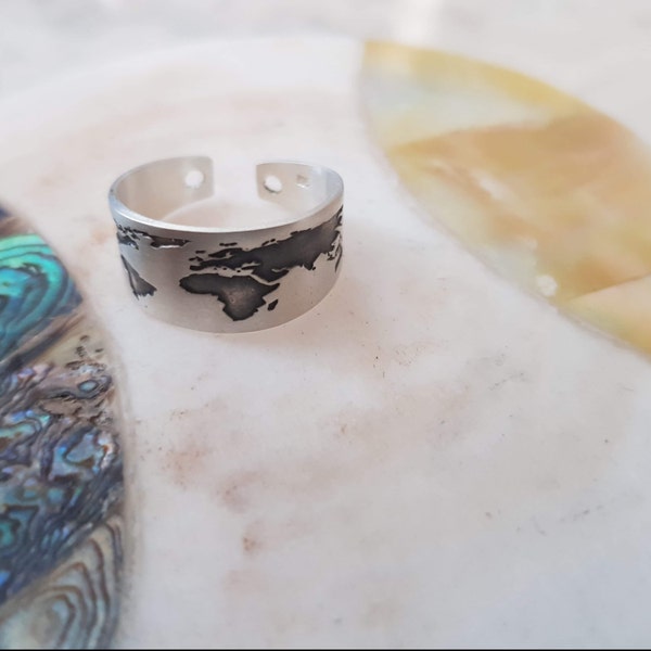 Handmade Sterling Silver World Map Ring, Unique Idea for Traveler ...