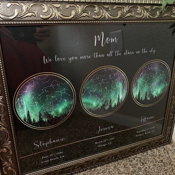 3 Location Star Map, Personalized Mothers Day Gift, Gift for Mom ...