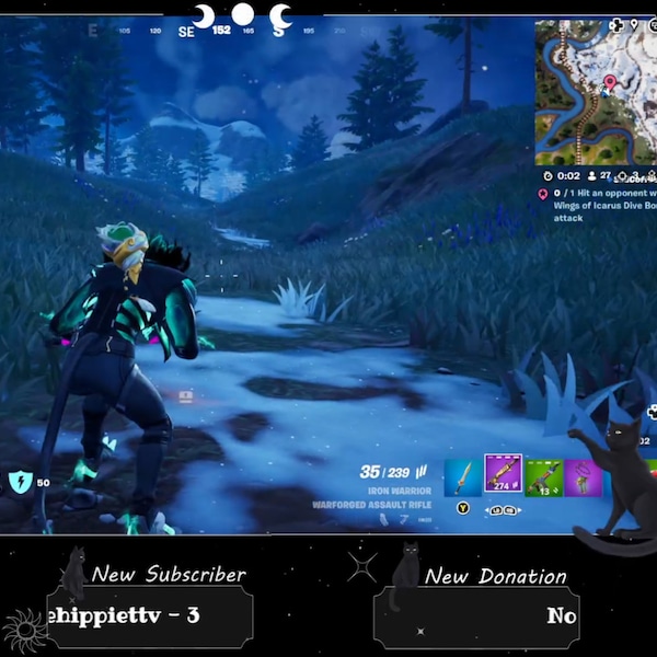 FULL ANIMATED Black Cat Twitch Stream Package/ Celestial Night Overlays ...