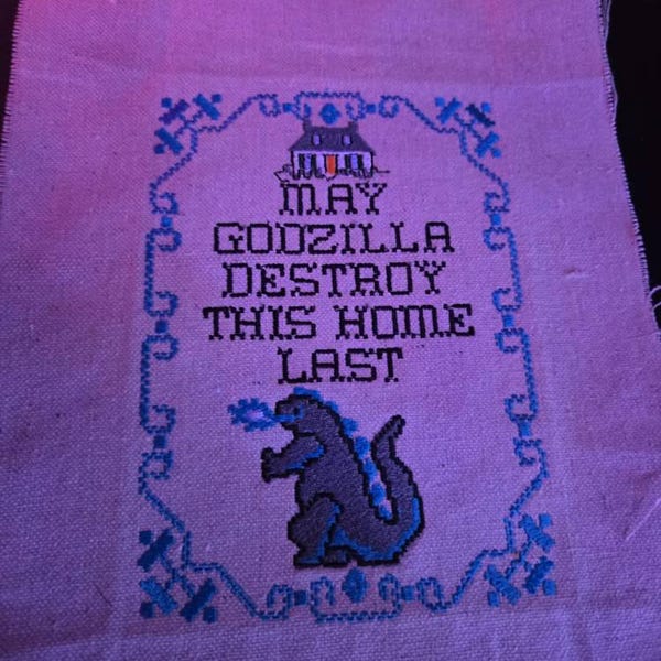 Embroidered 8 Bit Godzilla Beanie Hat Made in the USA - Etsy