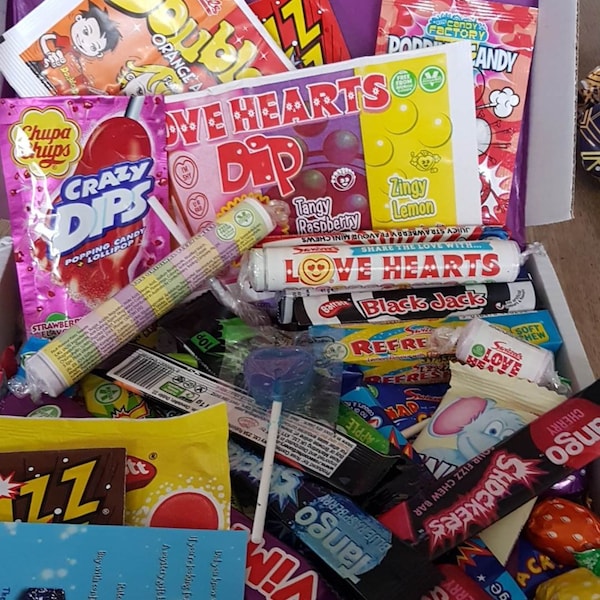 Large Retro Sweets Gift Box With 65 Sweets | Personalised Hamper Filled ...