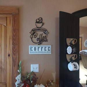 Personalized Coffee Bar Metal Name Sign Custom Laser Cut Cup ...