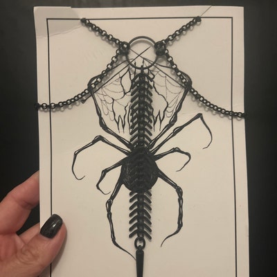 Blackened Vertebrae Spine Chain Necklace in Black Matte Fishbone Choker ...