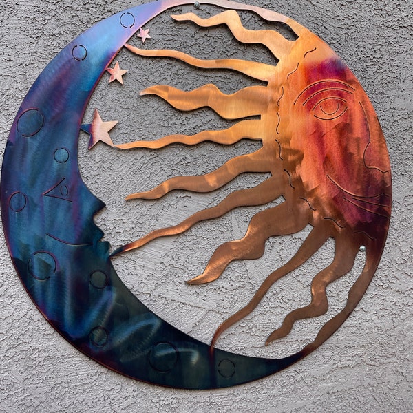 Sun and Moon | Metal Wall Art | Indoor Covered Outdoor Celestial Patio ...
