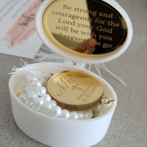 Christening Guest Favors, Personalized Mini Wooden Rosary Favor Baptism ...