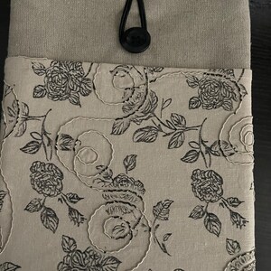 Linen Roses Book Sleeve, Embroidery Book Cover, Linen Flower Book Pouch ...