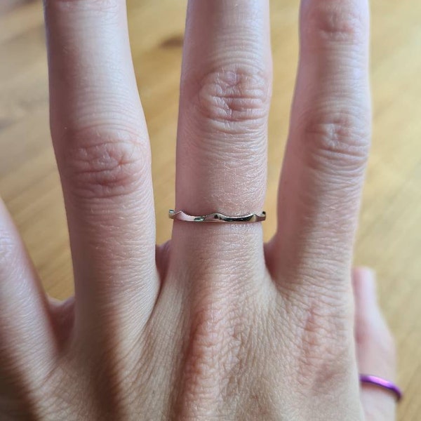 Sterling Silver Ripple Ring, Very Skinny Delicate Ring Band, Stacking Ring US 5-8, Wave Ring ...