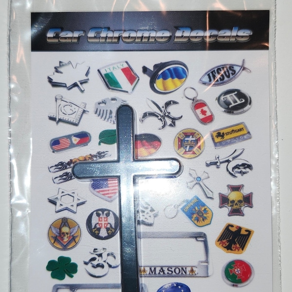 Christian Flag Emblem Chrome Car Decal Sticker - Etsy