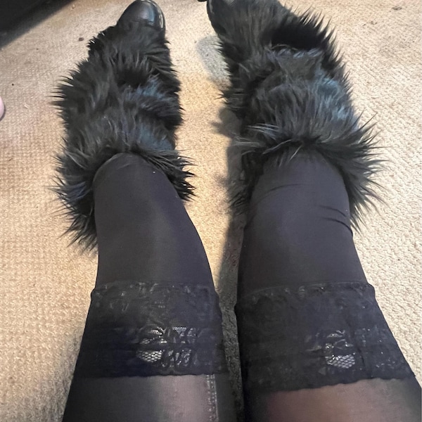 Fuzzy Boot Covers Rave Fluffies Black Furry Leg Warmers - Etsy