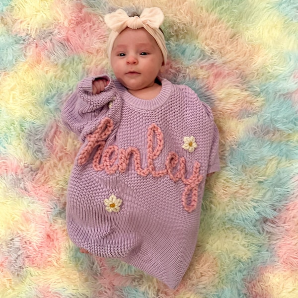 Custom Hand Embroidered Pocket of Flowers Knit Romper, Custom Romper ...