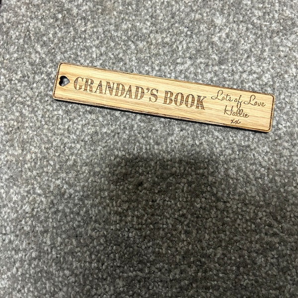 Personalised Grandad's Bookmark Oak Wooden Laser Engraved Bookmarker ...