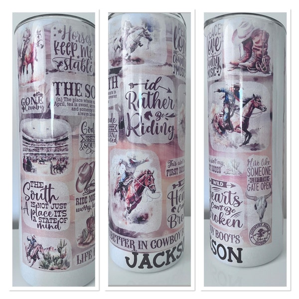 Western Rodeo 20oz Skinny Tumbler Sublimation Design, Seamless Pattern ...