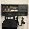 Police Duty Gear Rack With Lockbox Safe + FREE Metal Miranda Card ...