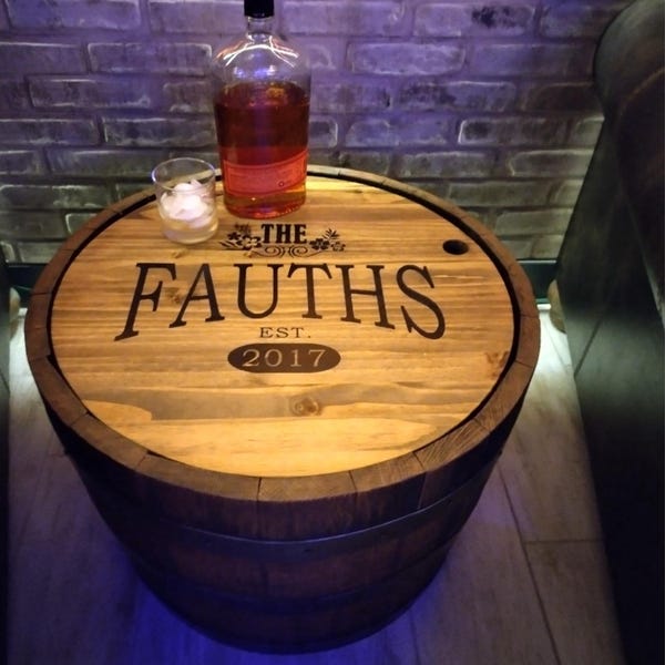 Whiskey Barrel Side Table With Storage: Bourbon Barrel Cabinet - Etsy