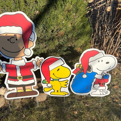 Santa Snoopy & Charlie Brown Set Yard Decor PC001 - Etsy