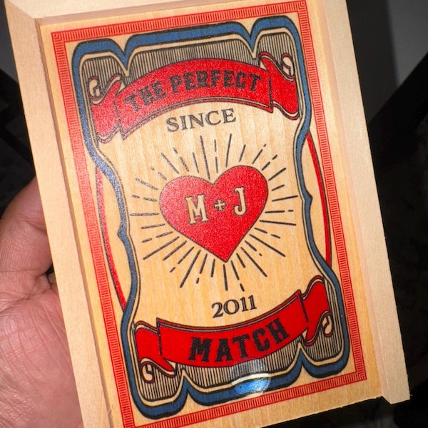 Personalized Couples Matchbox Wood, Custom Wood Matchbox for Couples ...