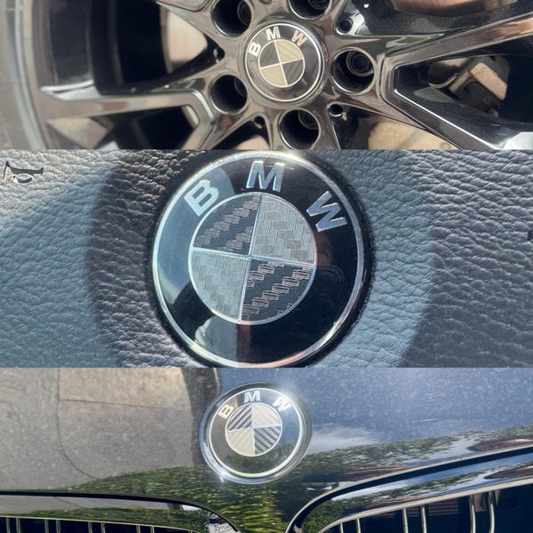 White & Pink CARBON Decals for BMW Badge, Roundel Inserts, Badge ...