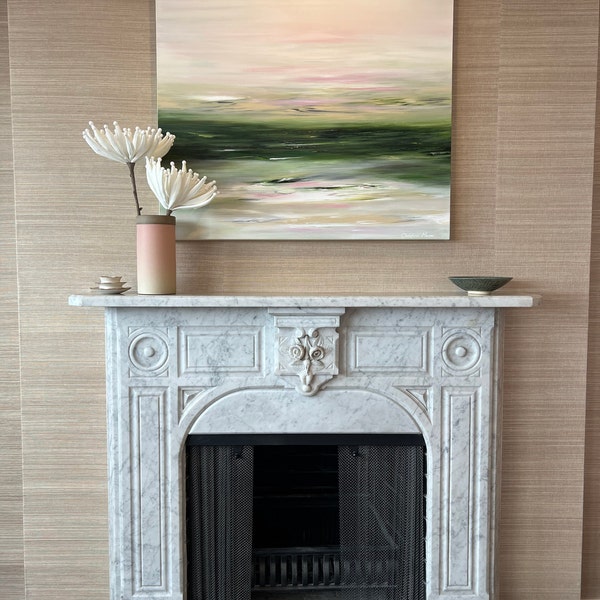 Large Earthy Ocean Art, 24 X 48 Inch Abstract Landscape Painting ...