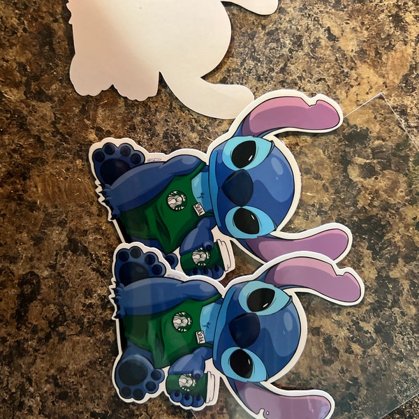 Stitch Coffee Time Sticker/decal - Weatherproof and Water Resistant for ...