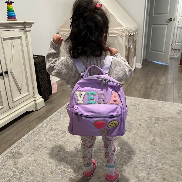 Custom Nylon Mini Backpack With Chenille Letters Personalized Backpack ...
