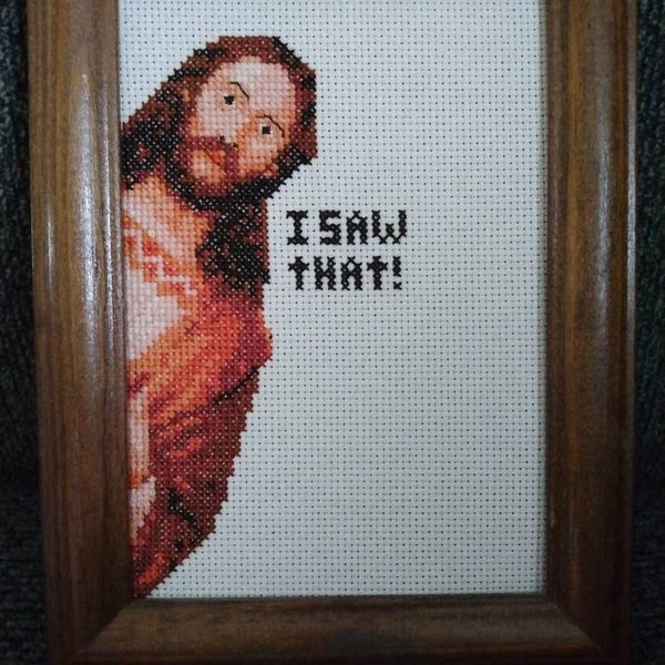 Peeking Jesus I Saw That Cross Stitch Pattern | Funny Christ Xstitch ...