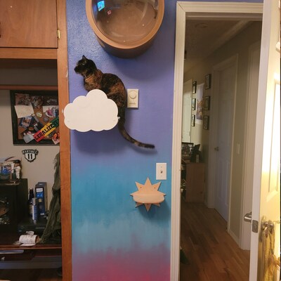 Modern Chunky Flying Cat Bed With White Fur Wall Mounted Cat Bed Gift ...