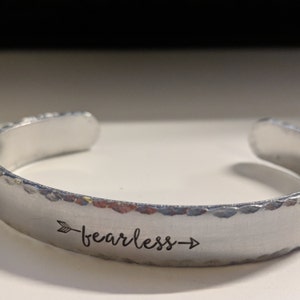 FEARLESS Cuff Braceletmotivational Giftfearless Jewelrystrong ...