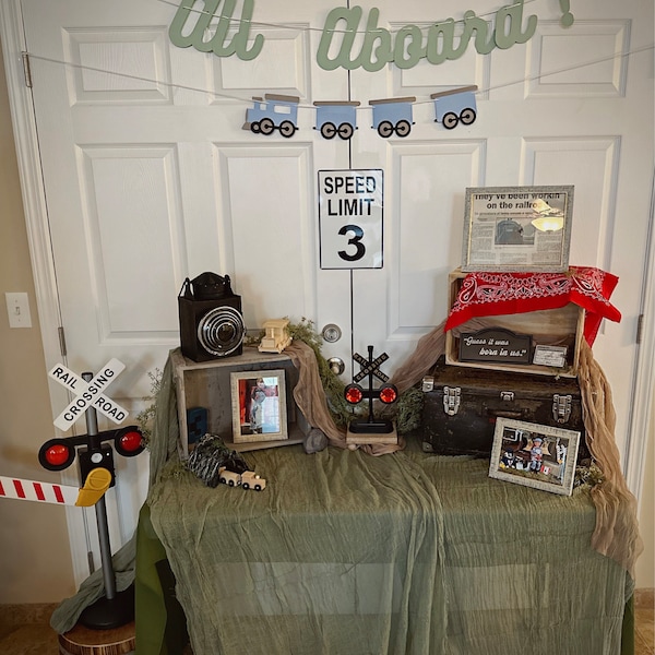 All Aboard Train Banner, Train Birthday Banner, First Birthday Banner ...