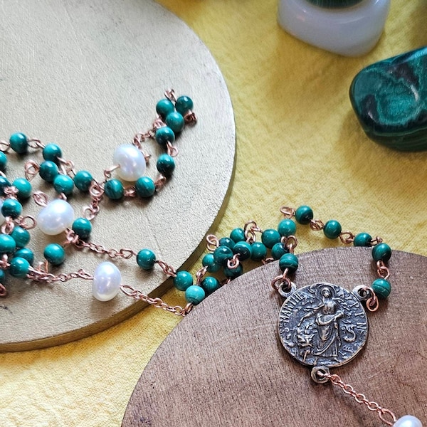 The Sacred Heart of Christ With Scroll Points Heirloom Bronze Rosary ...