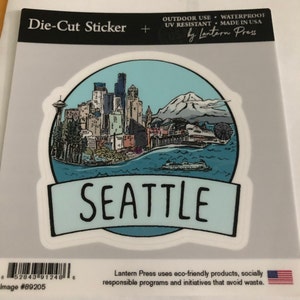 Sticker, Seattle, Washington, Cityscape, Line Drawing, Contour, Lantern ...