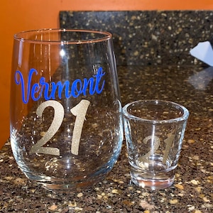 21st Birthday Wine Glass/personalized 21st Birthday Glass/21st Birthday ...