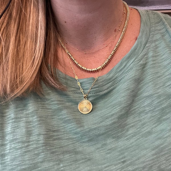 Gold Filled Necklace, Gold Necklace, Sunburst Necklace, Sun Necklace ...