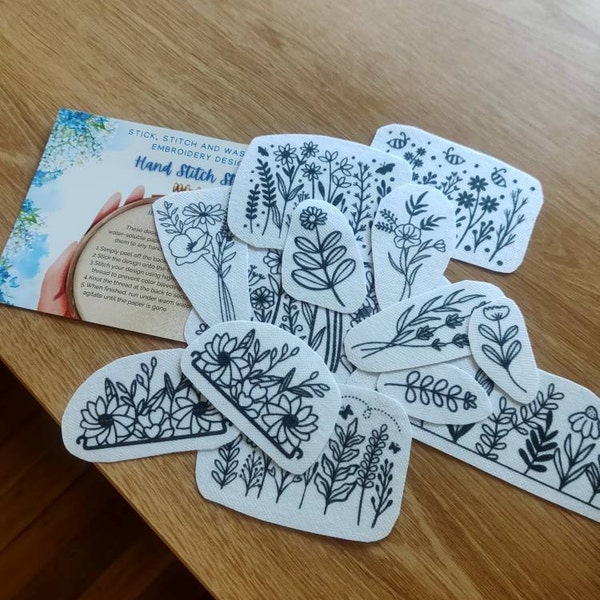 Stick, Stitch and Wash Away, 17pcs Christmas Festive Designs DIY Hand ...