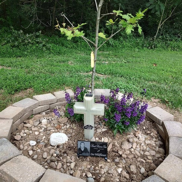 Custom Black Granite Human Memorial Stone With Two Holders, Human ...